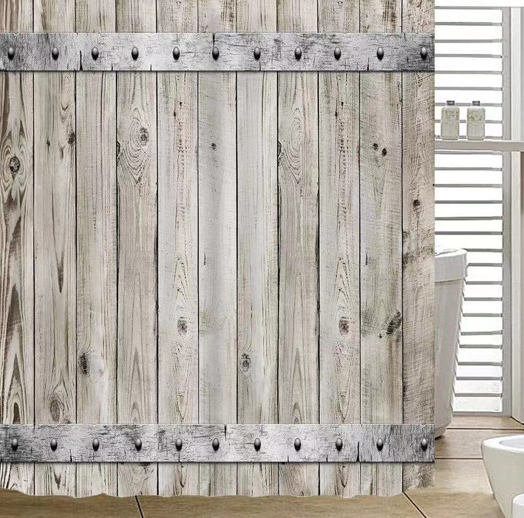 Rustic Wood Shower Curtain,bathroom Curtain Waterproof Bathroom Curtain ...