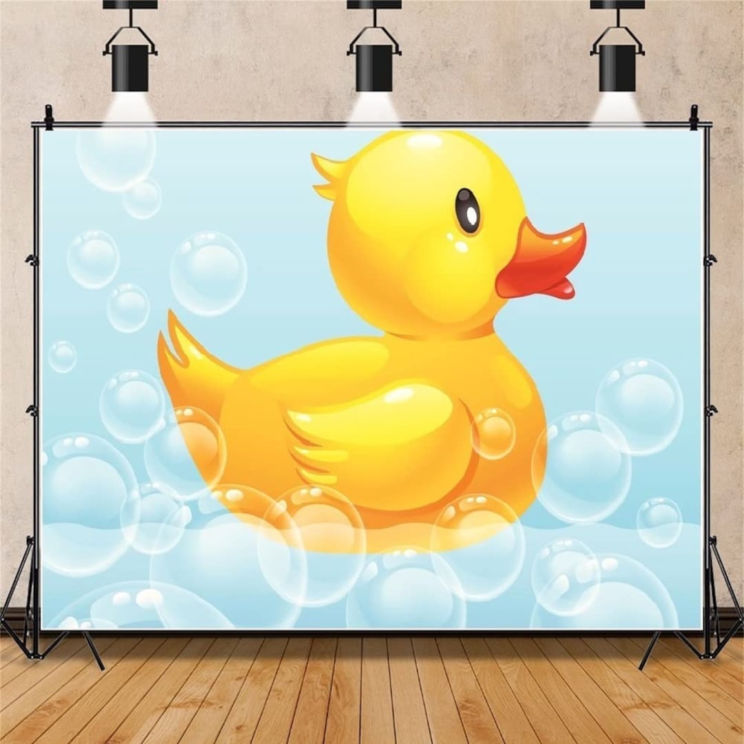 Yellow Duck Backdrop Swimming Rubber Duck Bubble Ducky Toy Photography ...