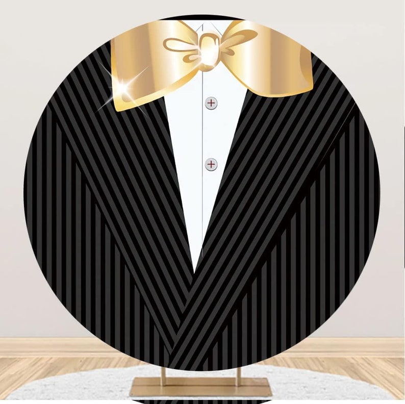 Black Tuxedo Round Backdrop Striped Suits Shirts Bowtie - Etsy