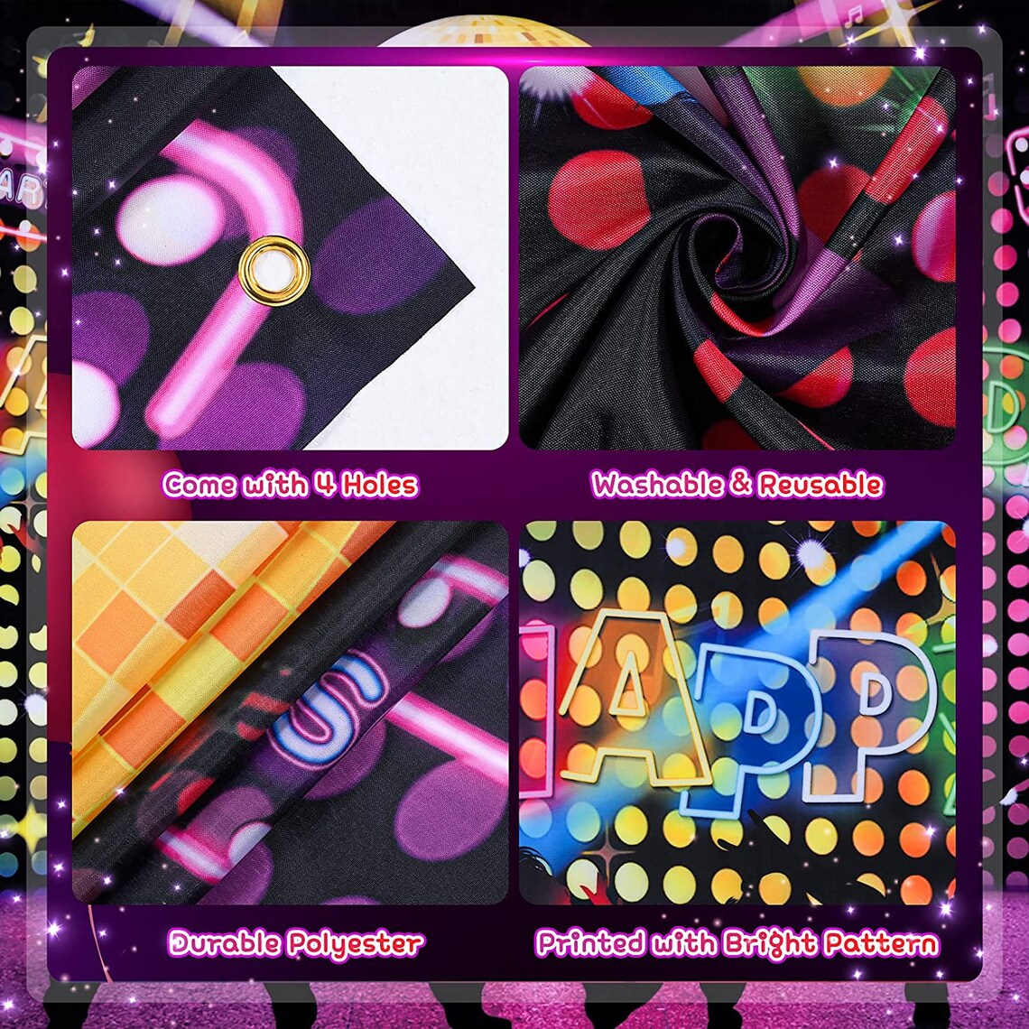 Disco Party Decorations Backdrop Dance Birthday Banner - Etsy