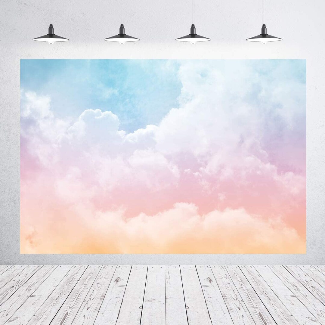 Rainbow Cloud Birthday Backdrop Blue Colorful Sky Wedding - Etsy
