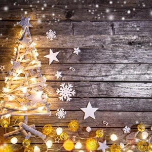 Xmas Tree String Lights Wooden Backdrop Background Xmas Winter Snow ...