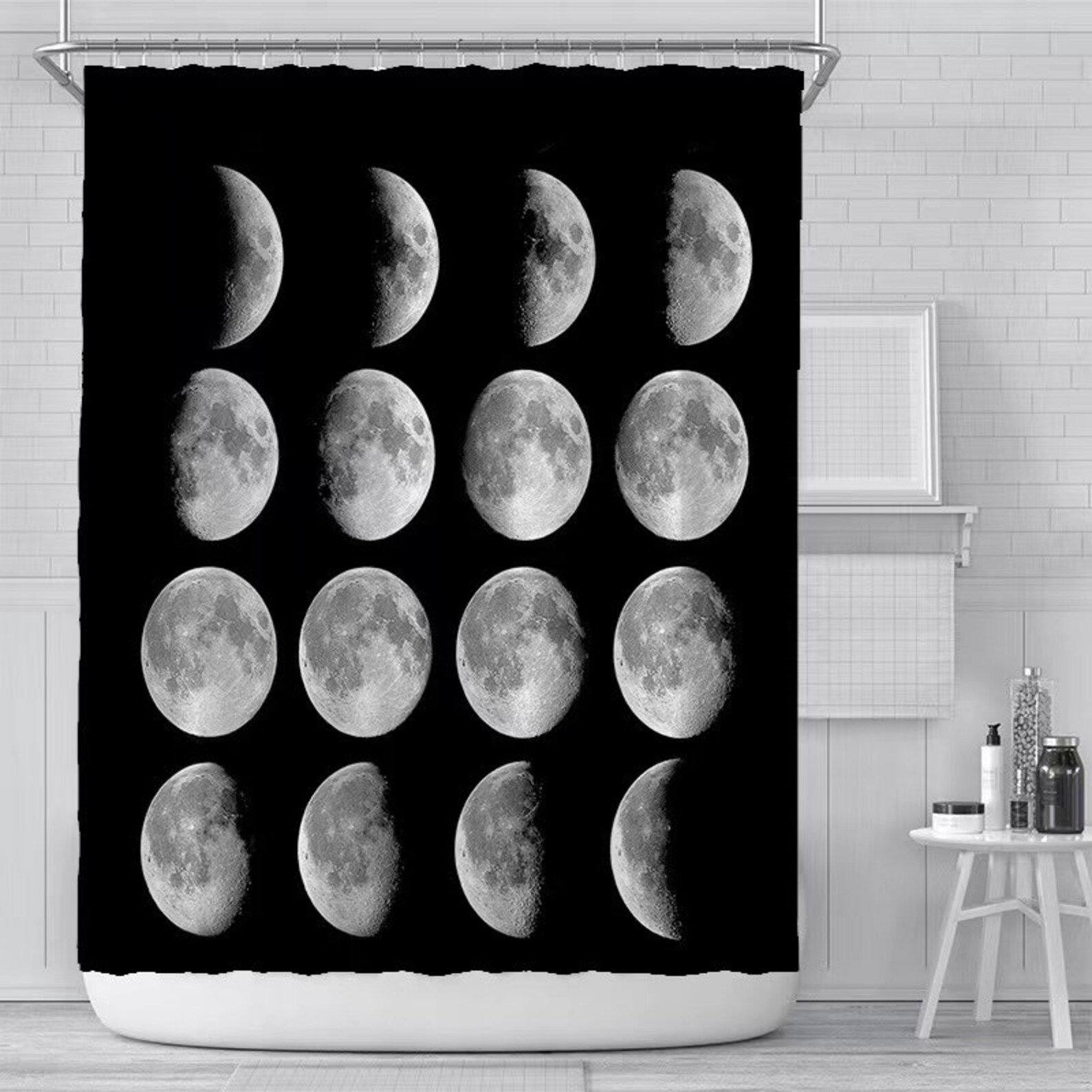 Phases of the Moon Shower Curtain Bathroom Floral Bath | Etsy