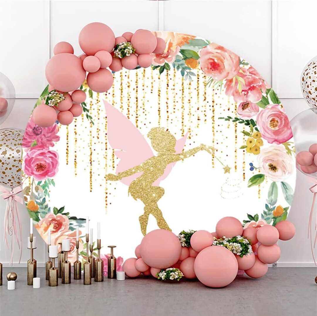 Flower Fairy Round Backdrop Wonderland Gold Glitter Fairy - Etsy