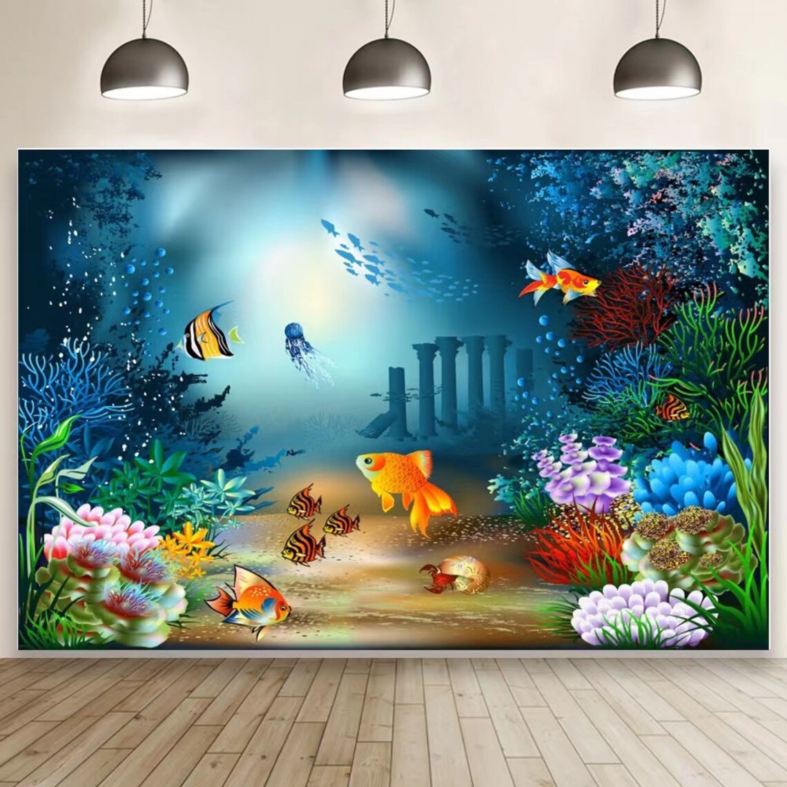 Underwater World Backdrop Colorful Fish Blue Ocean Photography - Etsy