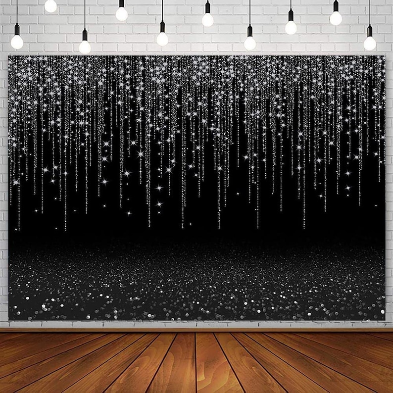 Black and Silver Glitter Bokeh Sparkle Photography Backdrop - Etsy