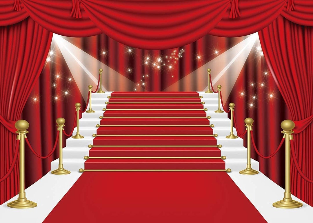 Red Curtain Background Red Carpet Stairs Props Vinyl Photography Video ...