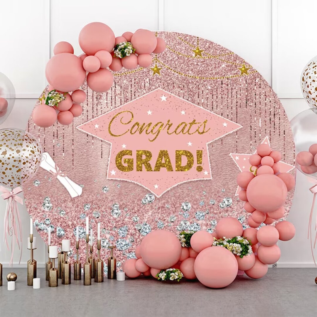 Graduation Party Round Backdrop Congrats Graduates Photography ...