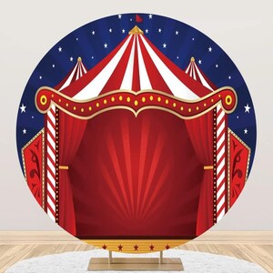 Circus Round Backdrops Photography Glitter Stars Carnival Red Tent ...