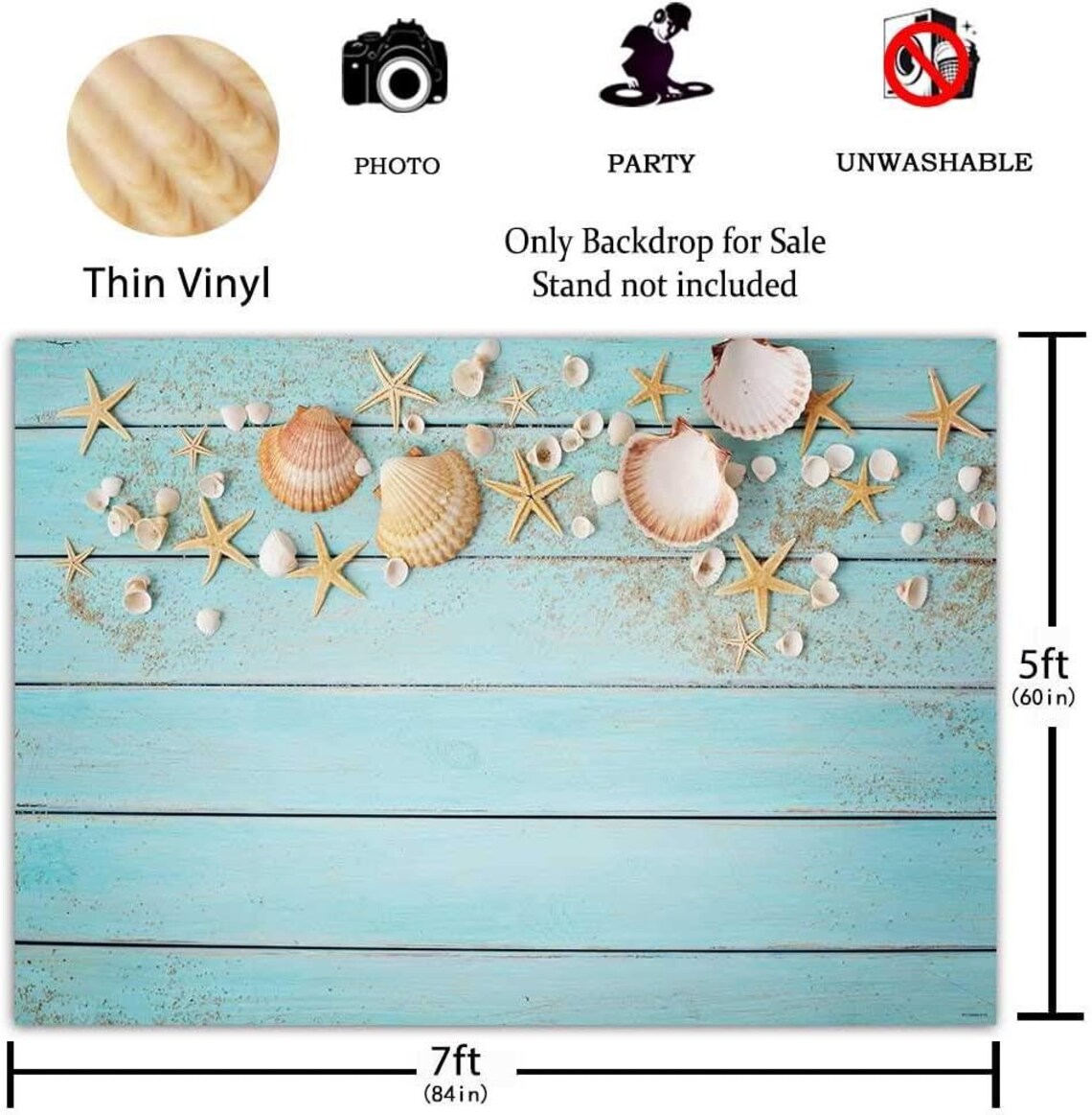 Blue Wooden Board Wall Backdrop Vintage Retro Wood Sea Shell - Etsy