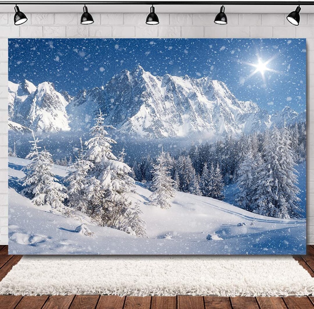 Mountain Snow Wonderland Backdrop Snow Scene Backdrop Winter Scene ...
