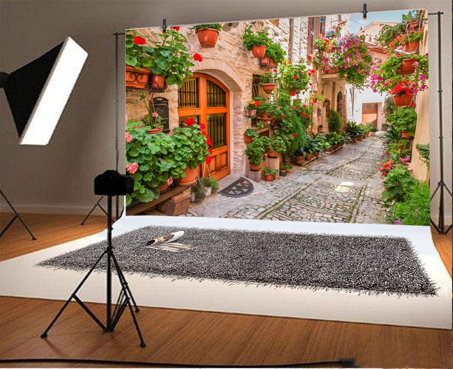 Town Street Spring Flower Garden Backdrop Architecture Europe - Etsy