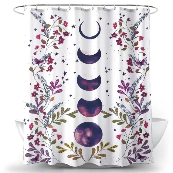 Moon Night Shower Curtain Waterproof Fabric Mandala Bohemia Etsy