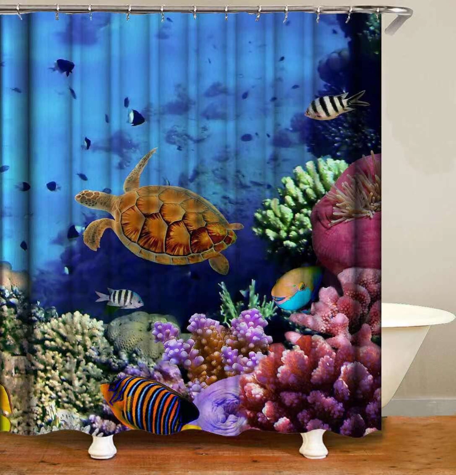 Sea Turtle Shower Curtain Waterproof Shower Curtain Ocean - Etsy