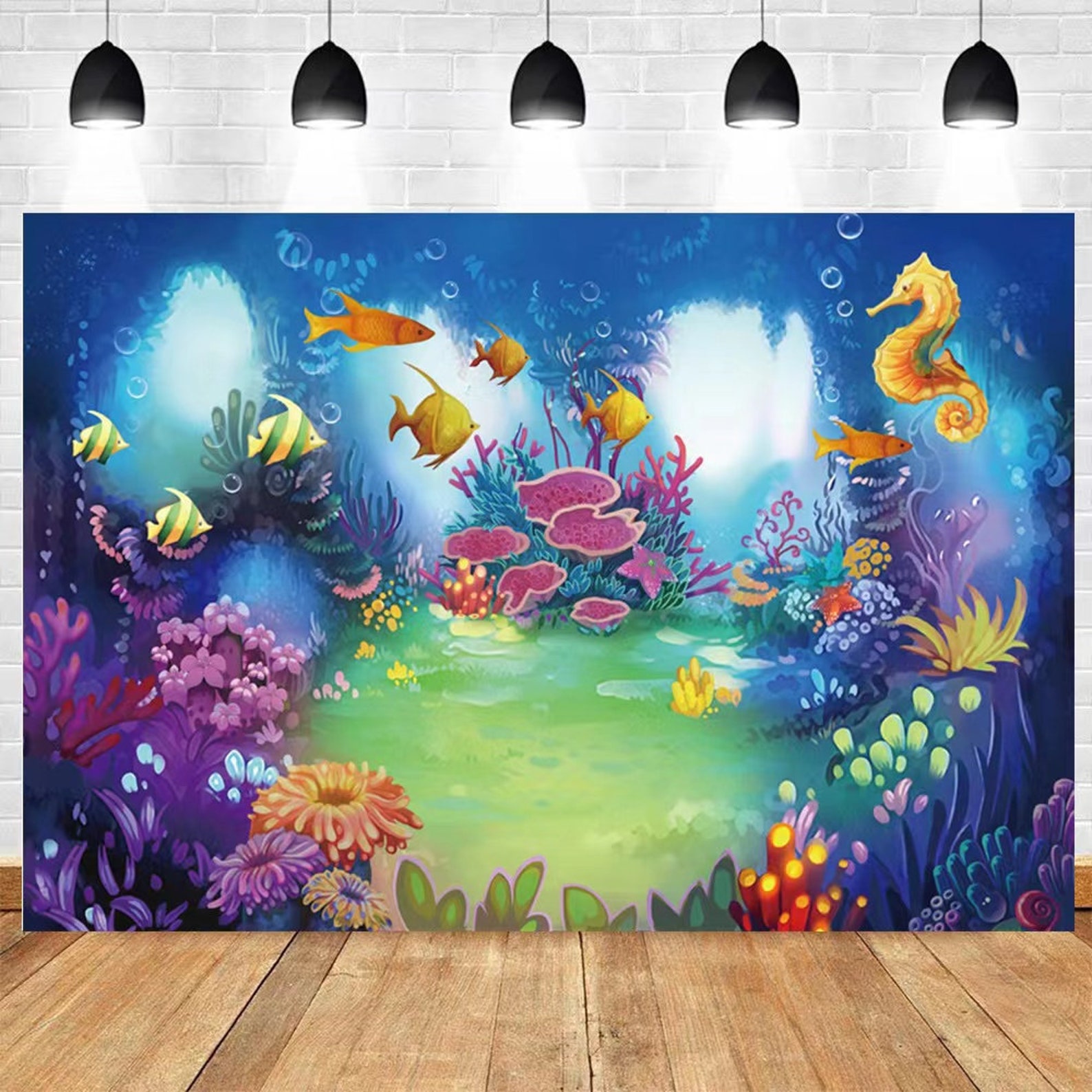 Underwater World Backdrop Colorful Fish Blue Ocean Photography - Etsy