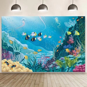 Underwater World Backdrop Colorful Fish Blue Ocean Photography - Etsy