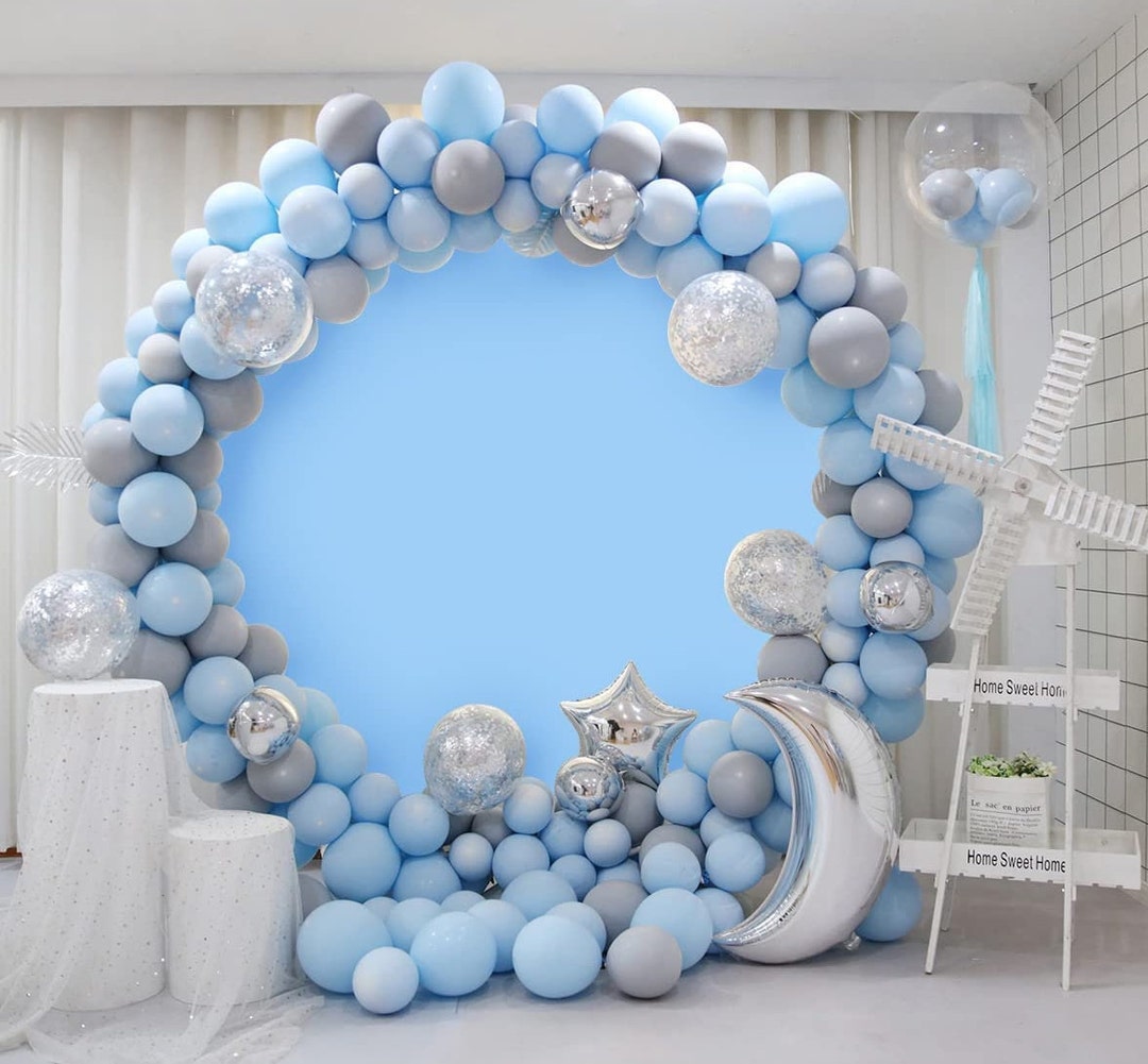 Blue Round Backdrop Polyester Pure Color Round Backdrop Baby Blue Round ...