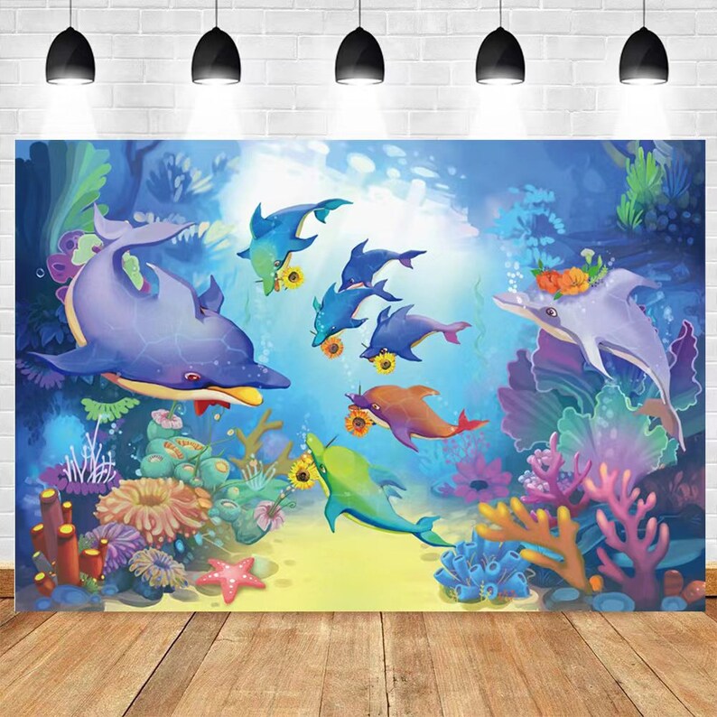 Underwater World Backdrop Colorful Fish Blue Ocean Photography - Etsy