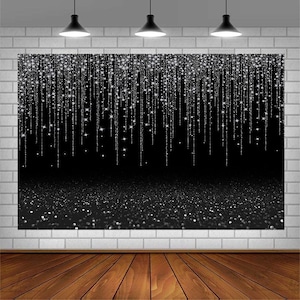 Black and Silver Glitter Bokeh Sparkle Photography Backdrop for ...