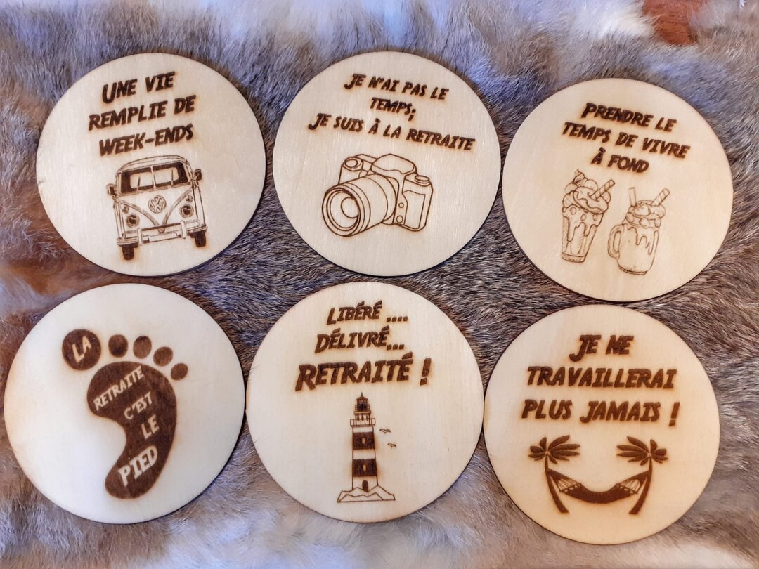 6 Coasters, Retirement Theme. - Etsy