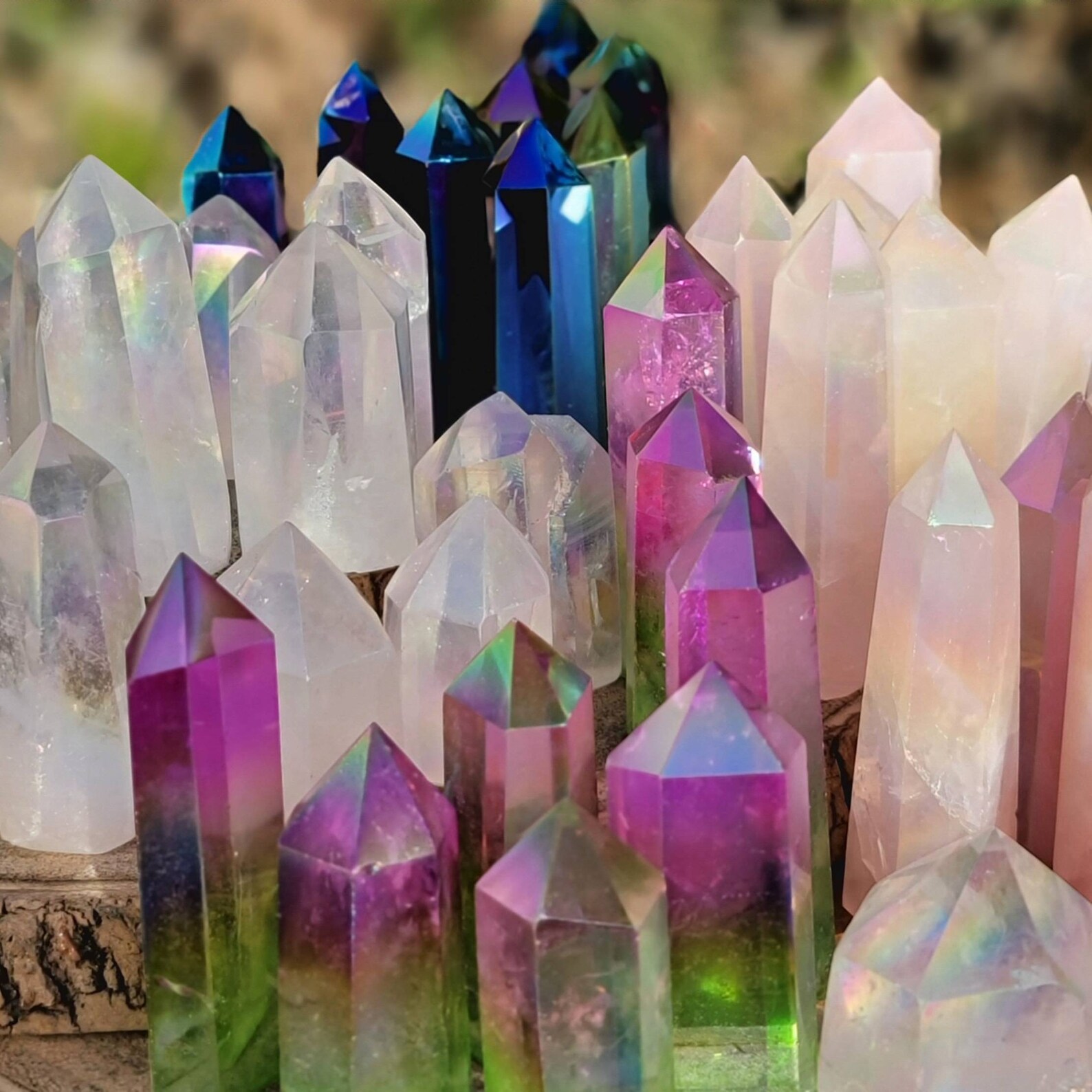 Crystal Towers, Aura Quartz Towers, Titanium Quartz Towers, Pink Aura ...