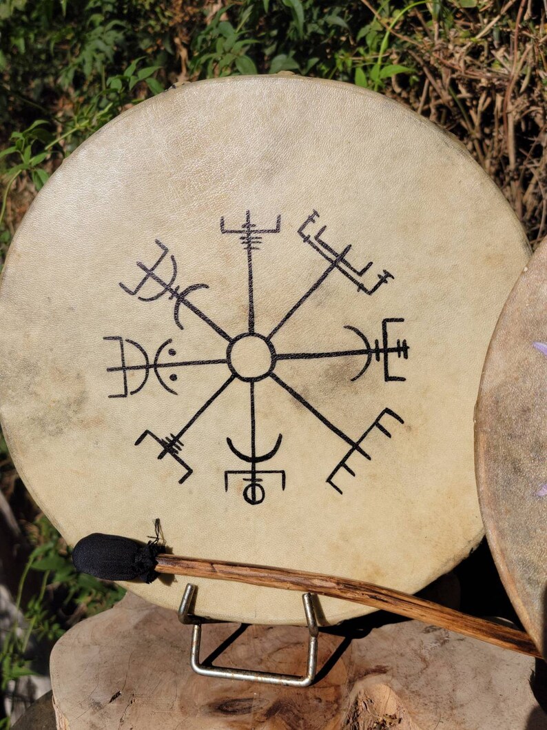 Ceremonial Drum Circle Drums Moon Phase Drums Vegvisir | Etsy