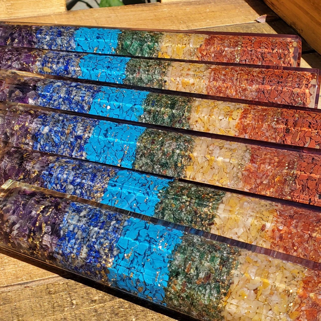 7 Chakra Orgonite Wands, Orgone Towers, 7 Crystal Orgonite Tower - Etsy