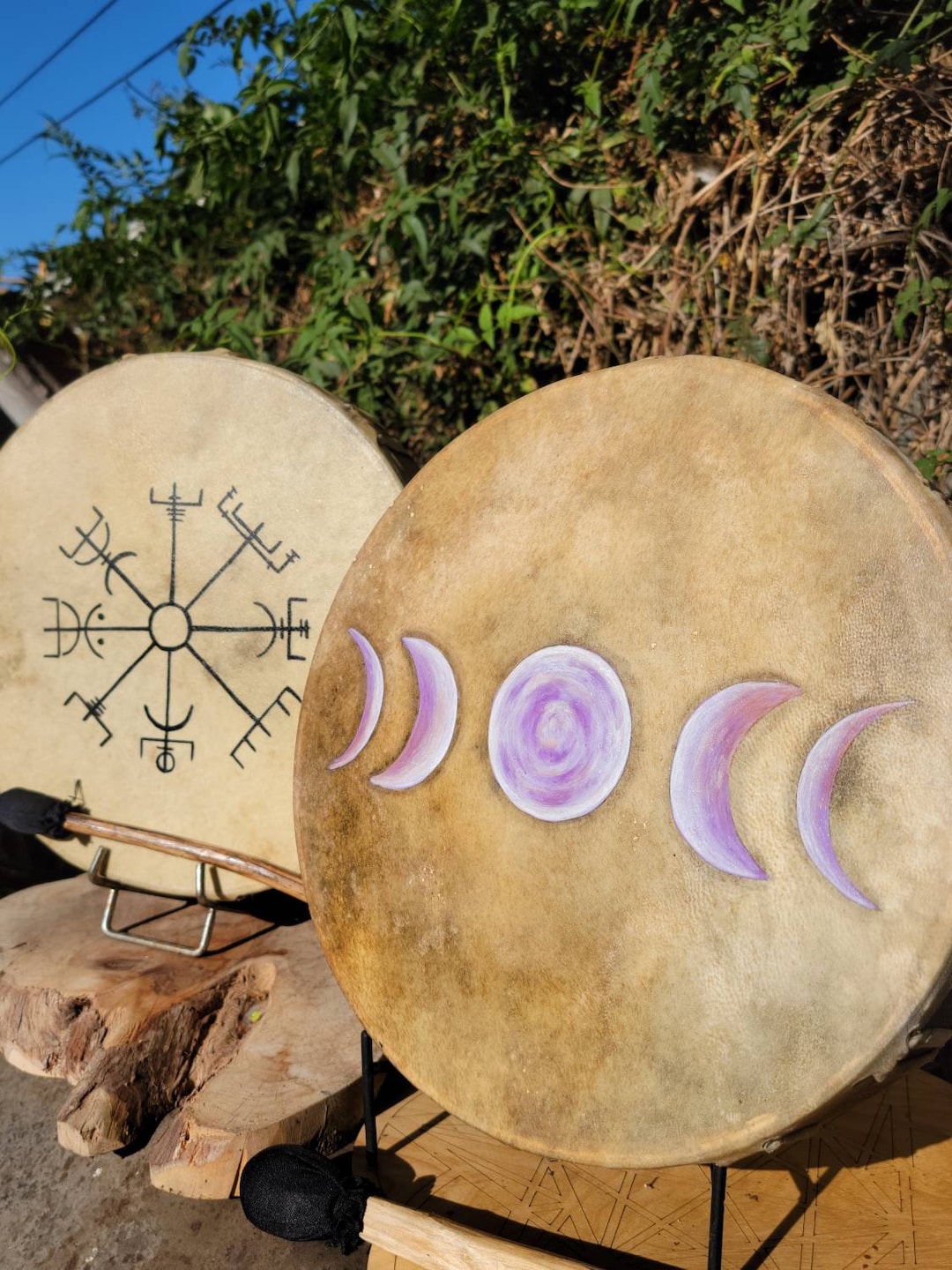 Ceremonial Drum Circle Drums, Moon Phase Drums, Vegvisir Drums, Circle ...