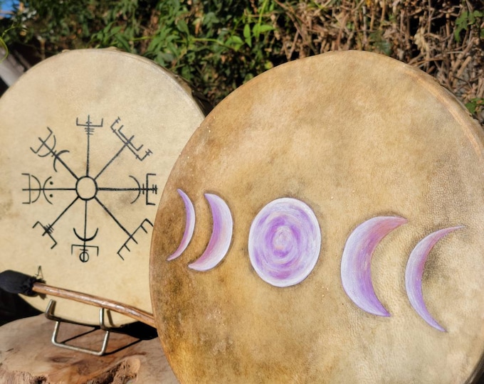 Ceremonial Drum Circle Drums, Moon Phase Drums, Vegvisir Drums, Circle ...