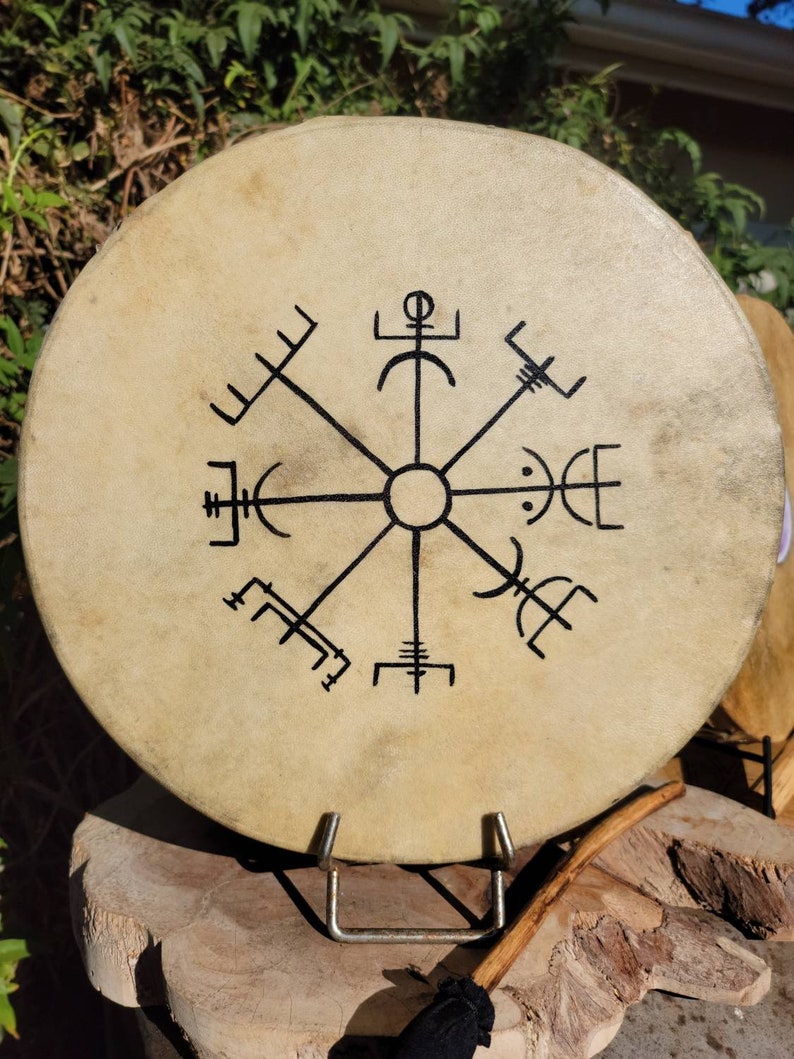 Ceremonial Drum Circle Drums Moon Phase Drums Vegvisir | Etsy