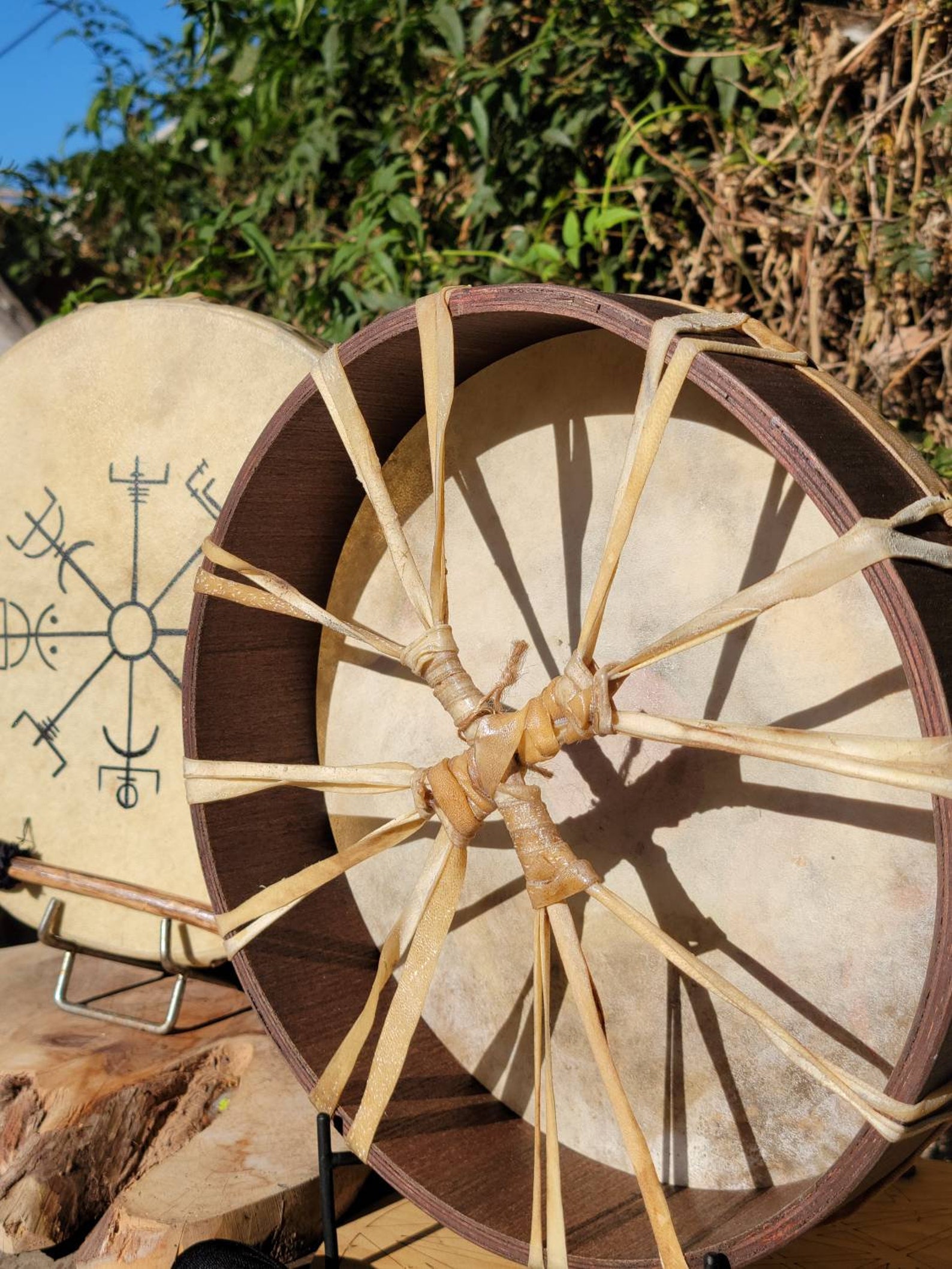 Ceremonial Drum Circle Drums Moon Phase Drums Vegvisir | Etsy