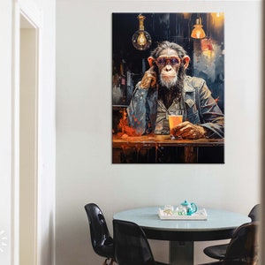 Chimp Gentleman Canvas Print: Monkey Bar Abstract Wall Decor - Etsy