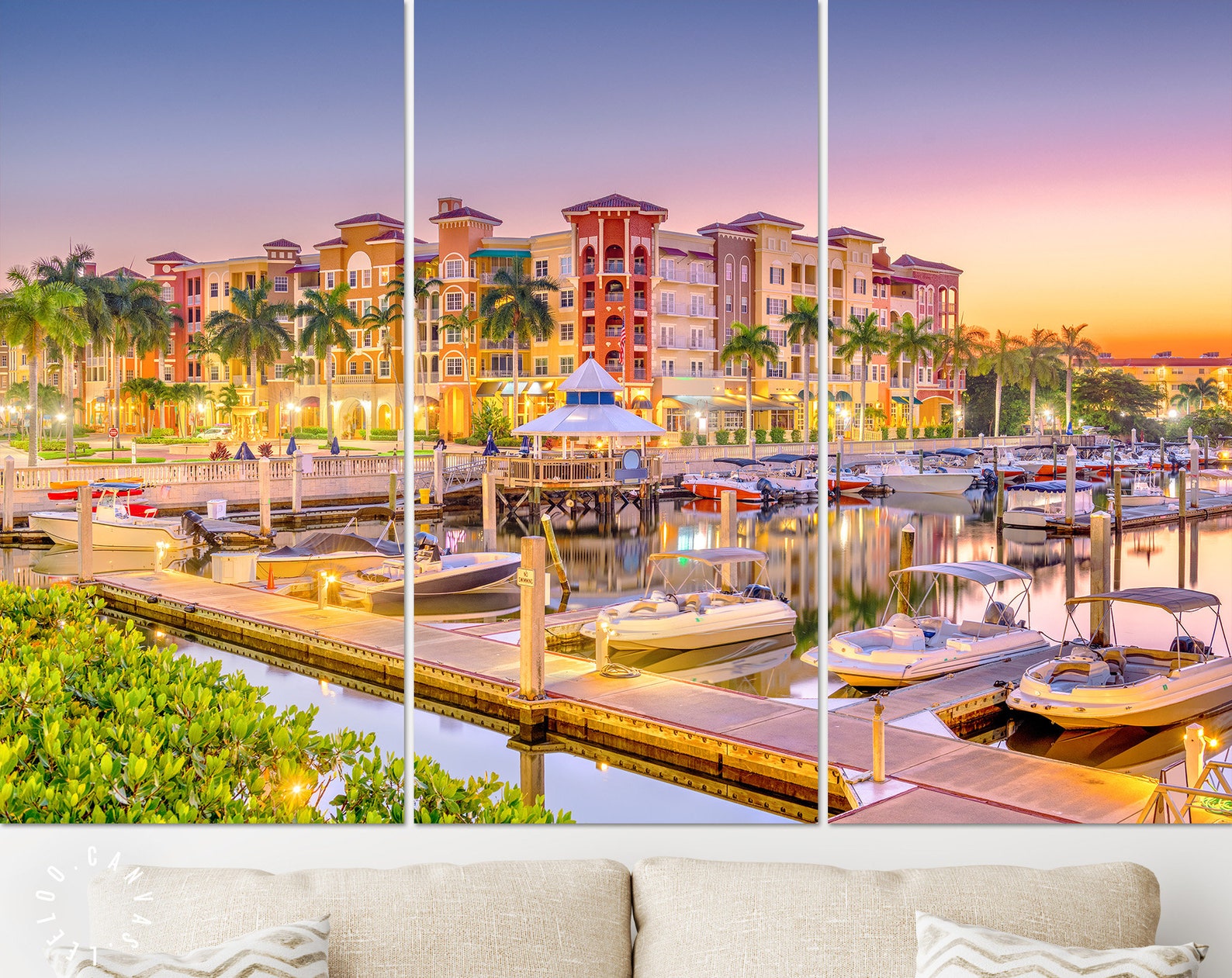 Naples Florida Canvas Print // Naples Florida USA Town Skyline | Etsy