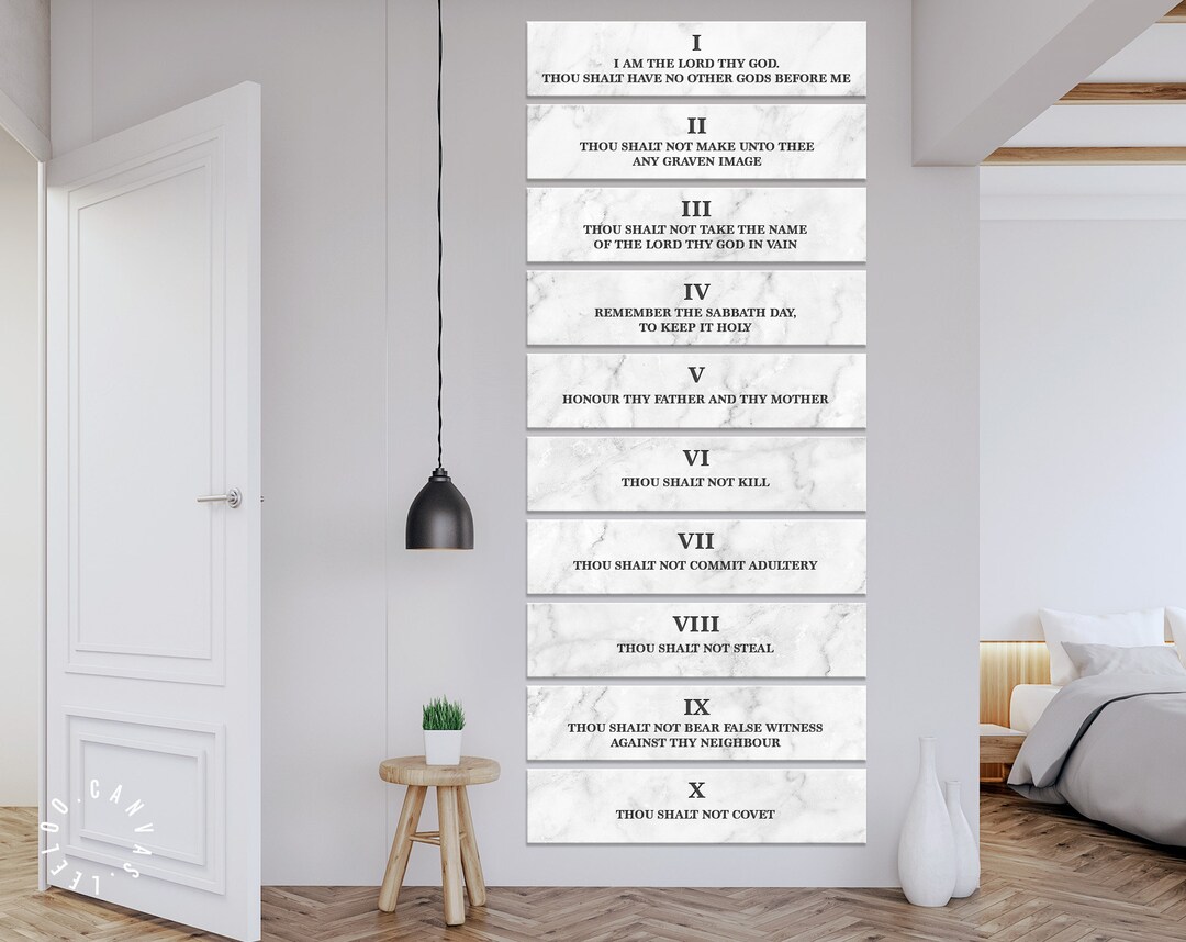 The Ten Commandments Canvas Print // Holy Bible Wall Art // Marble ...