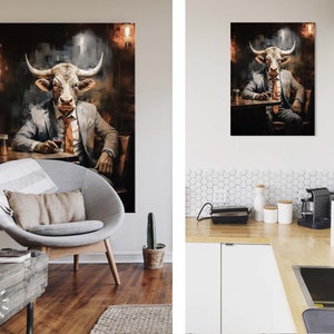 Bull Gentleman Canvas Print // Bull in the Bar Abstract Art - Etsy