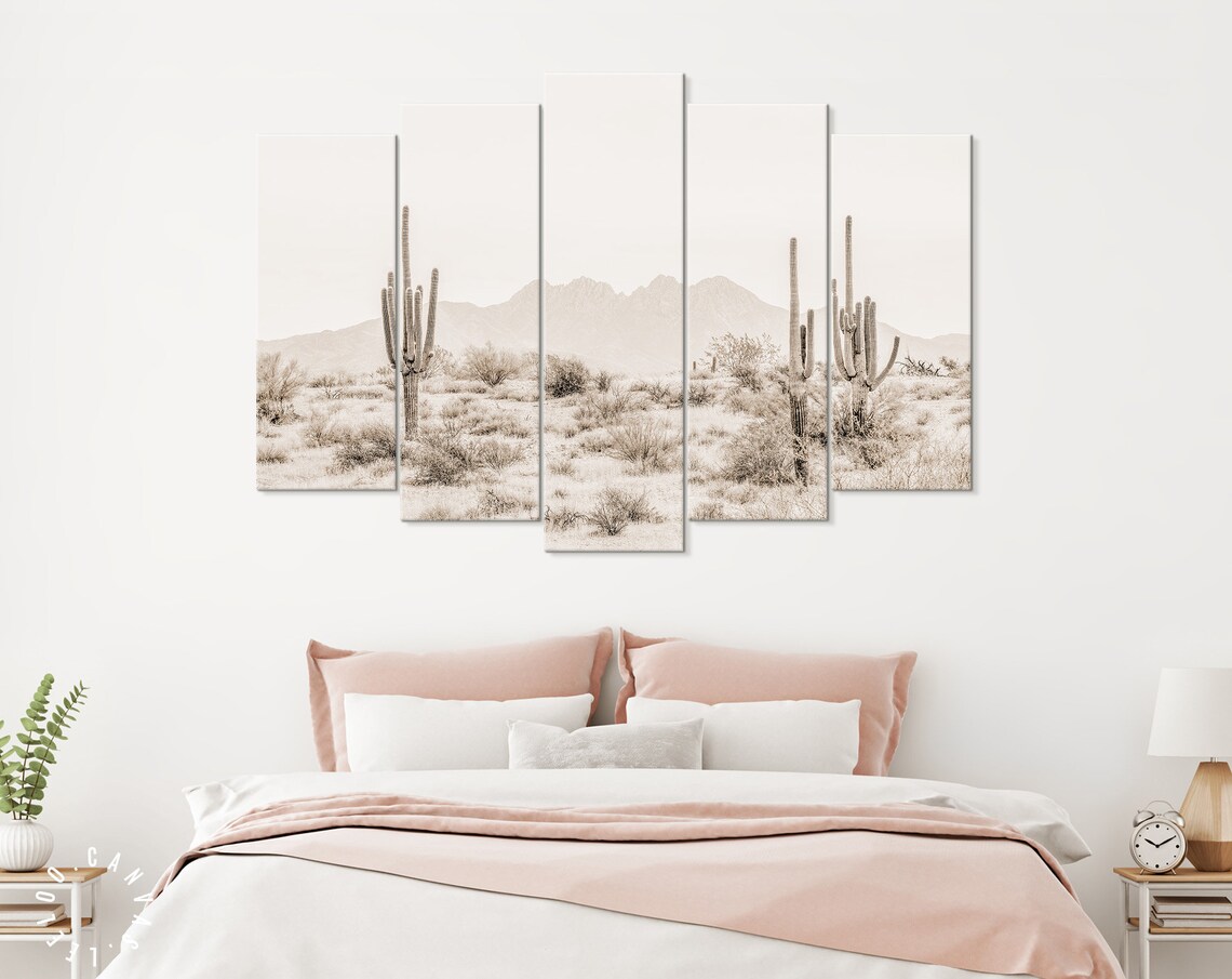 Arizona Desert Sepia Canvas Print // The Four Peaks and | Etsy