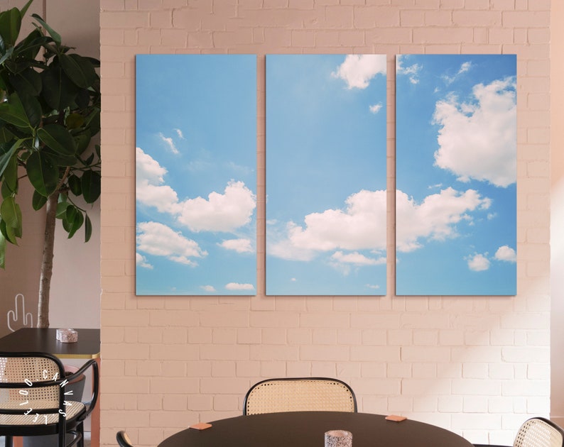Blue Sky and Clouds Canvas Print // Blue Sky With White Cloud - Etsy