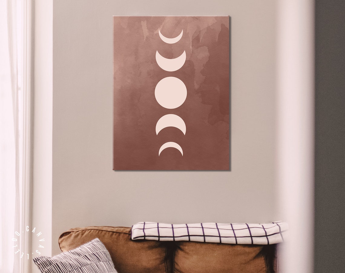Moon Phases Canvas Wall Art // Mid Century Modern Print Bronze - Etsy