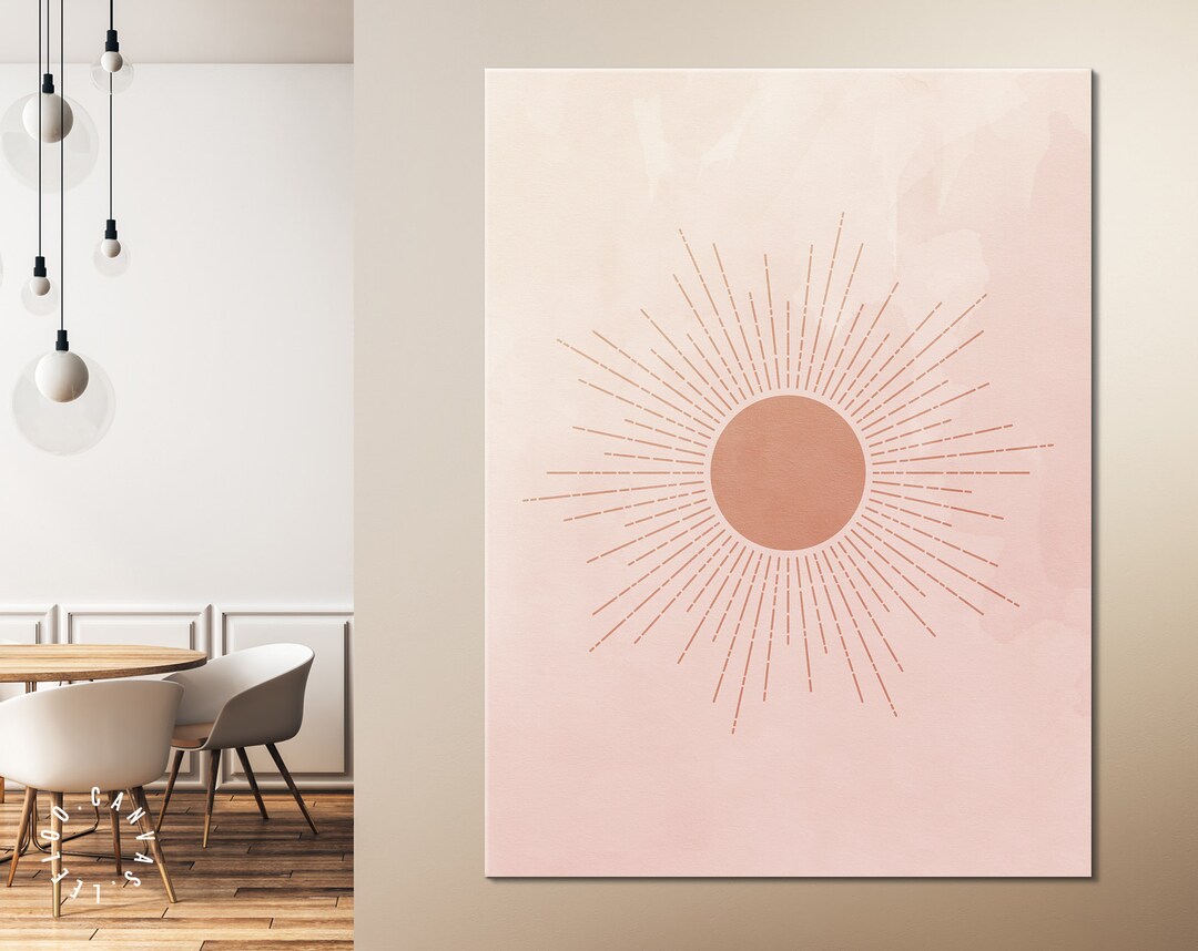 Mid Century Sun Canvas Wall Art // Abstract Modern Print Color Neutral ...