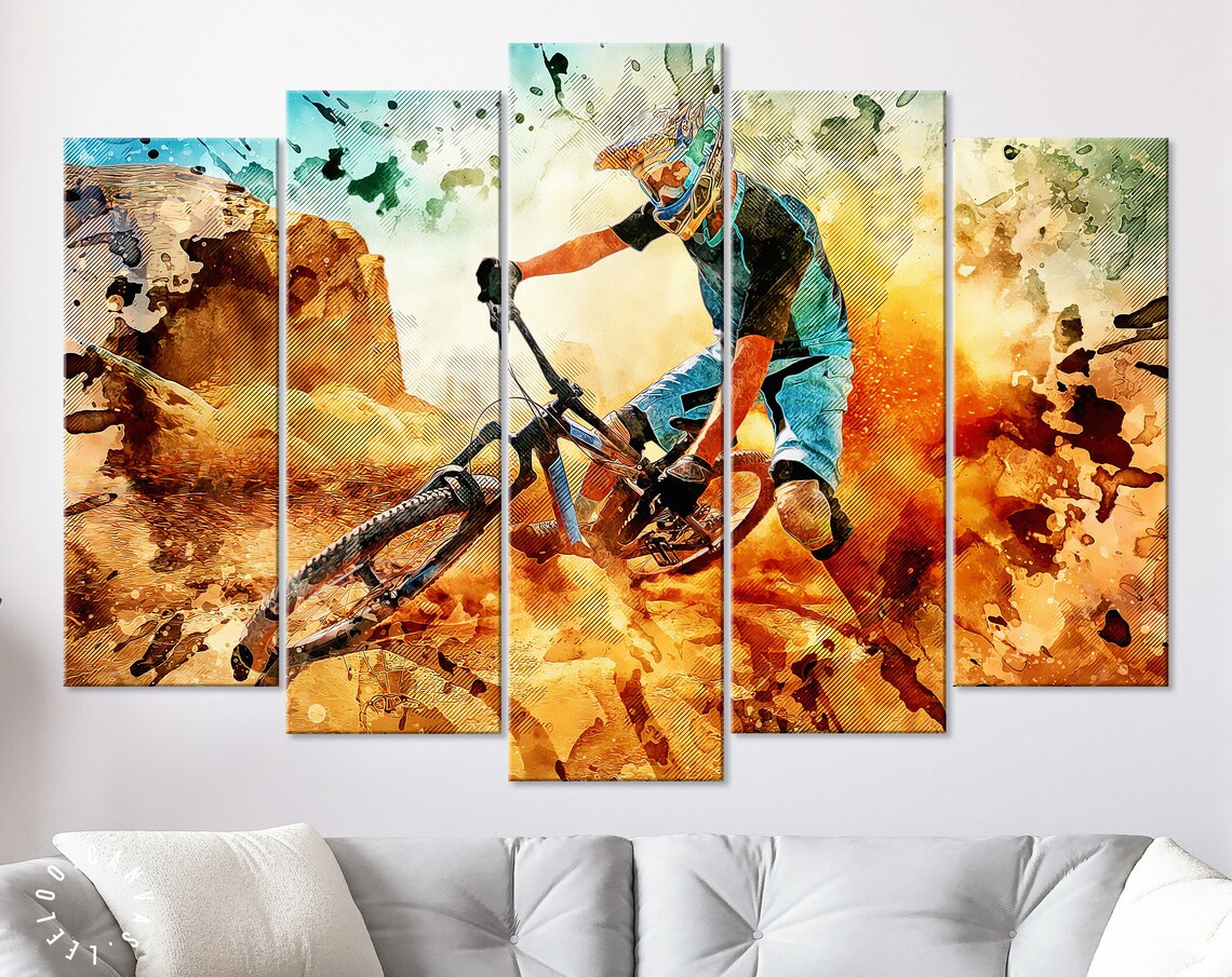 Downhill Canvas Print // MTB Mountain Bike Wall Art // | Etsy