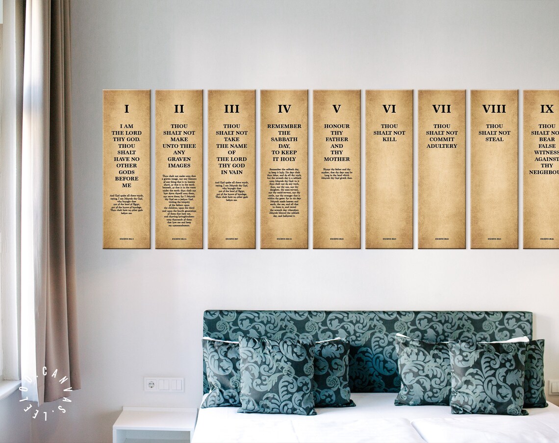 The Ten Commandments Canvas Print Holy Bible Wall Art Etsy