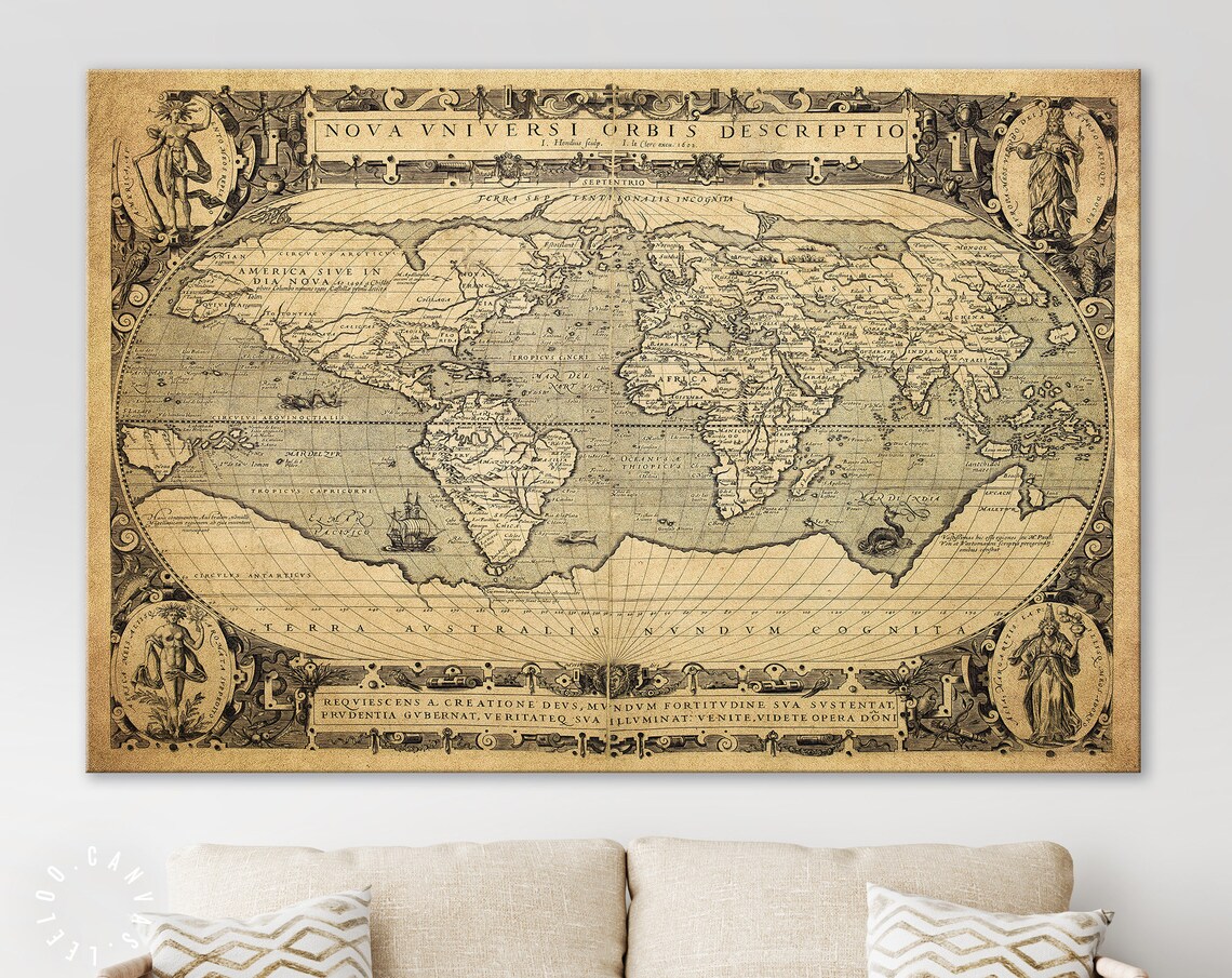 Hondius Map Canvas Print // Antique Map by Hondius // Date - Etsy