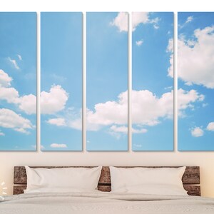 Blue Sky and Clouds Canvas Print // Blue Sky With White Cloud Landscape ...