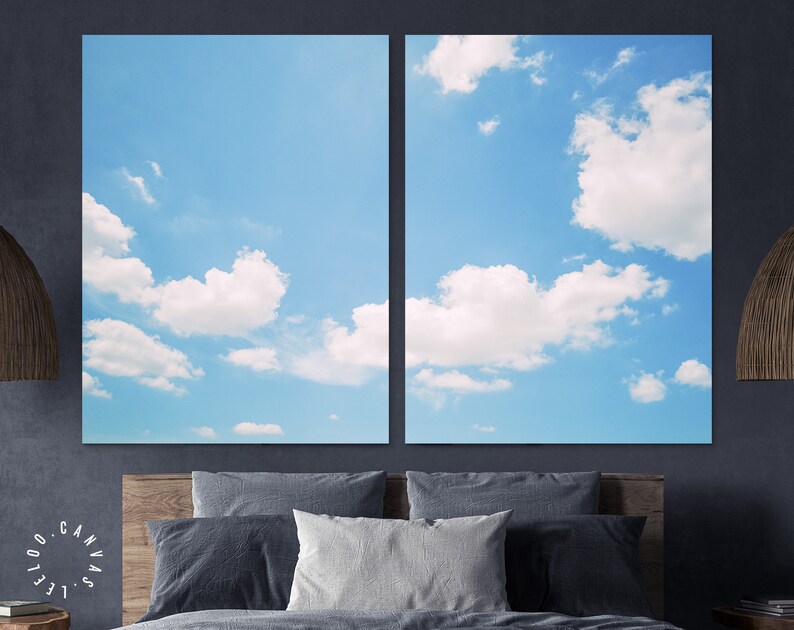 Blue Sky and Clouds Canvas Print // Blue Sky With White Cloud - Etsy