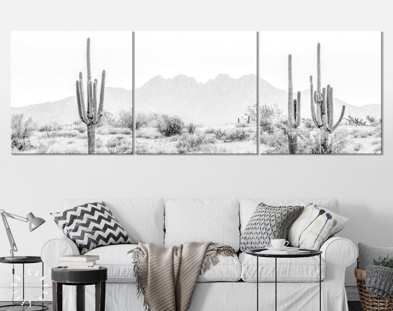 Arizona Desert Extra Large Black and White Canvas Print // the Four ...