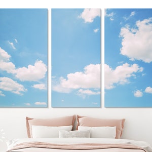 Blue Sky and Clouds Canvas Print // Blue Sky With White Cloud Landscape ...