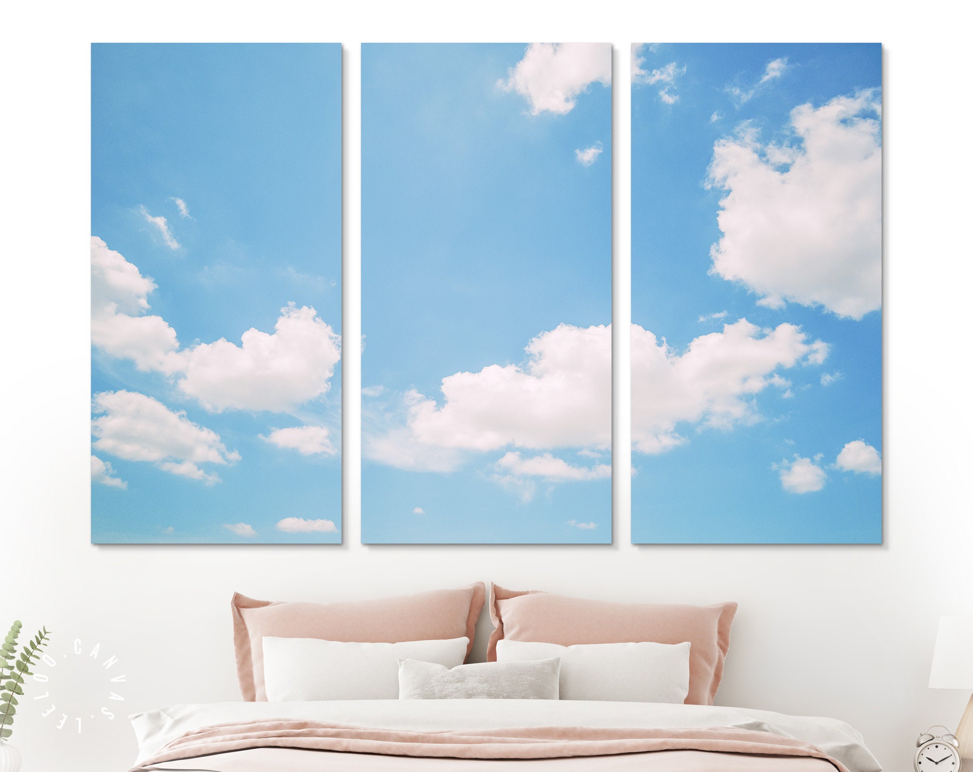 Blue Sky and Clouds Canvas Print // Blue Sky With White Cloud Landscape ...