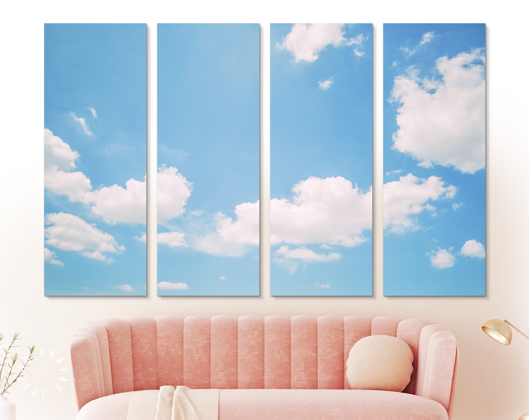 Blue Sky and Clouds Canvas Print // Blue Sky With White Cloud Landscape ...