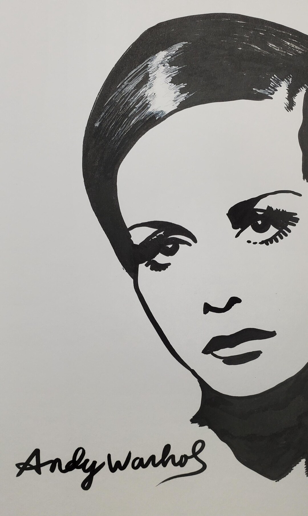 Andy Warhol Drawing on Paper, Ink Drawing on Paper, Warhol Illustration ...