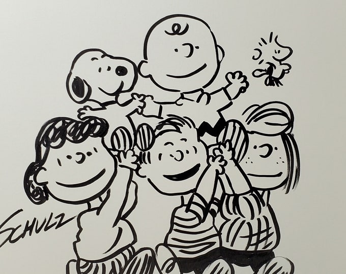 Peanuts Drawing, Art on Paper, Ink Illustration Drawing, Peanuts ...